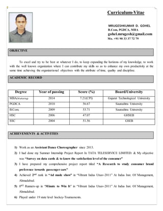 Mrugesh Gohel CV2016 pht | DOCX