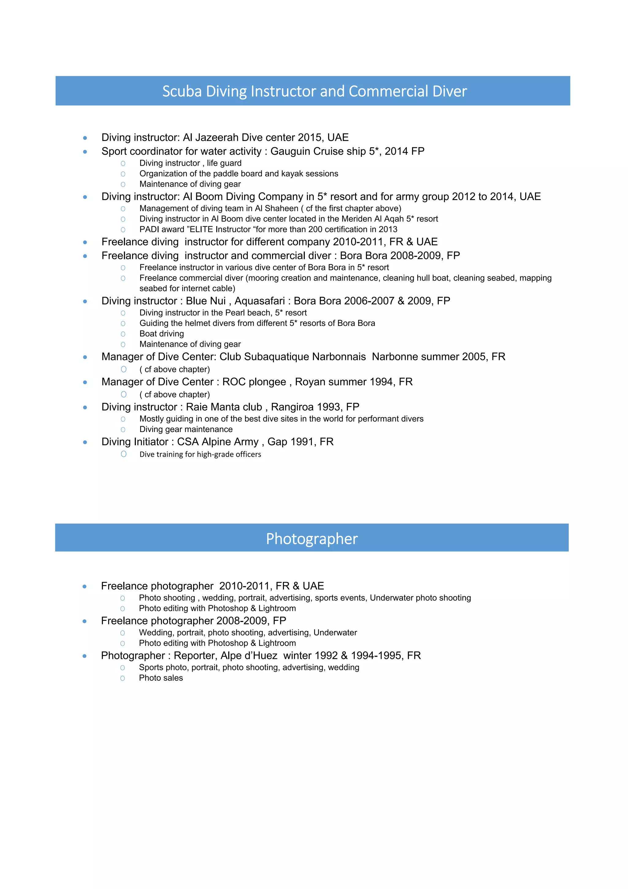 CV eng 2016 | PDF | Scuba Diving | Extreme Sports
