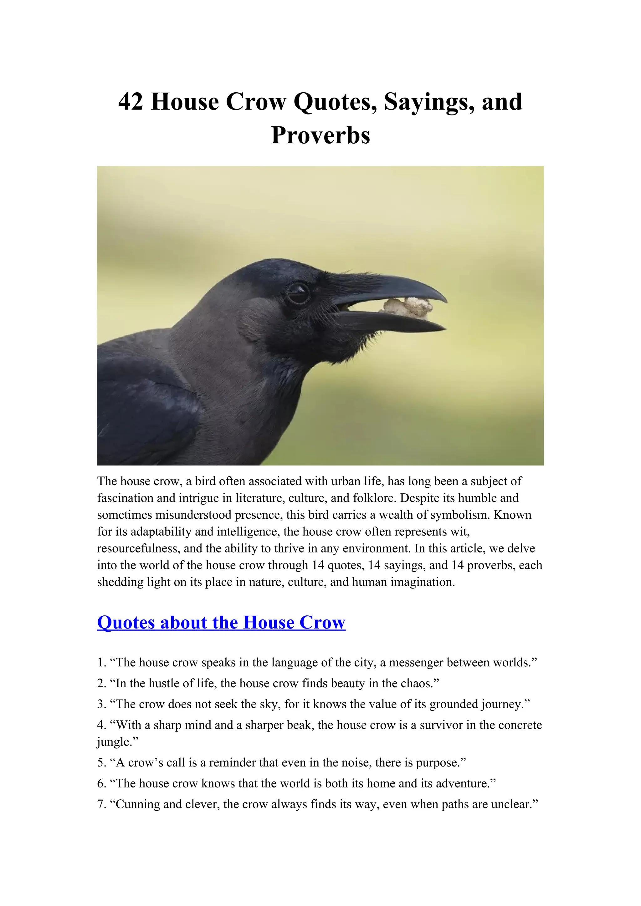 42 House Crow Quotes, Sayings, and Proverbs.docx