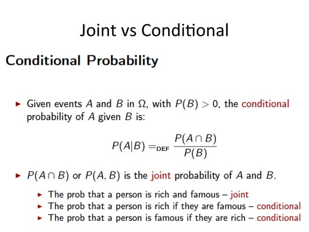 Lecture: Joint, Conditional and Marginal Probabilities | PDF