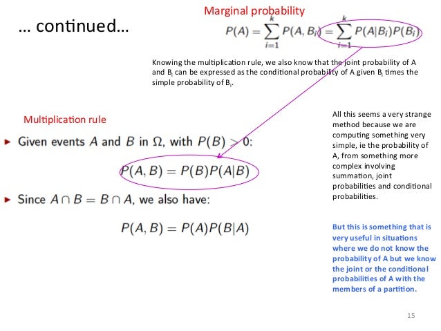 Lecture: Joint, Conditional and Marginal Probabilities