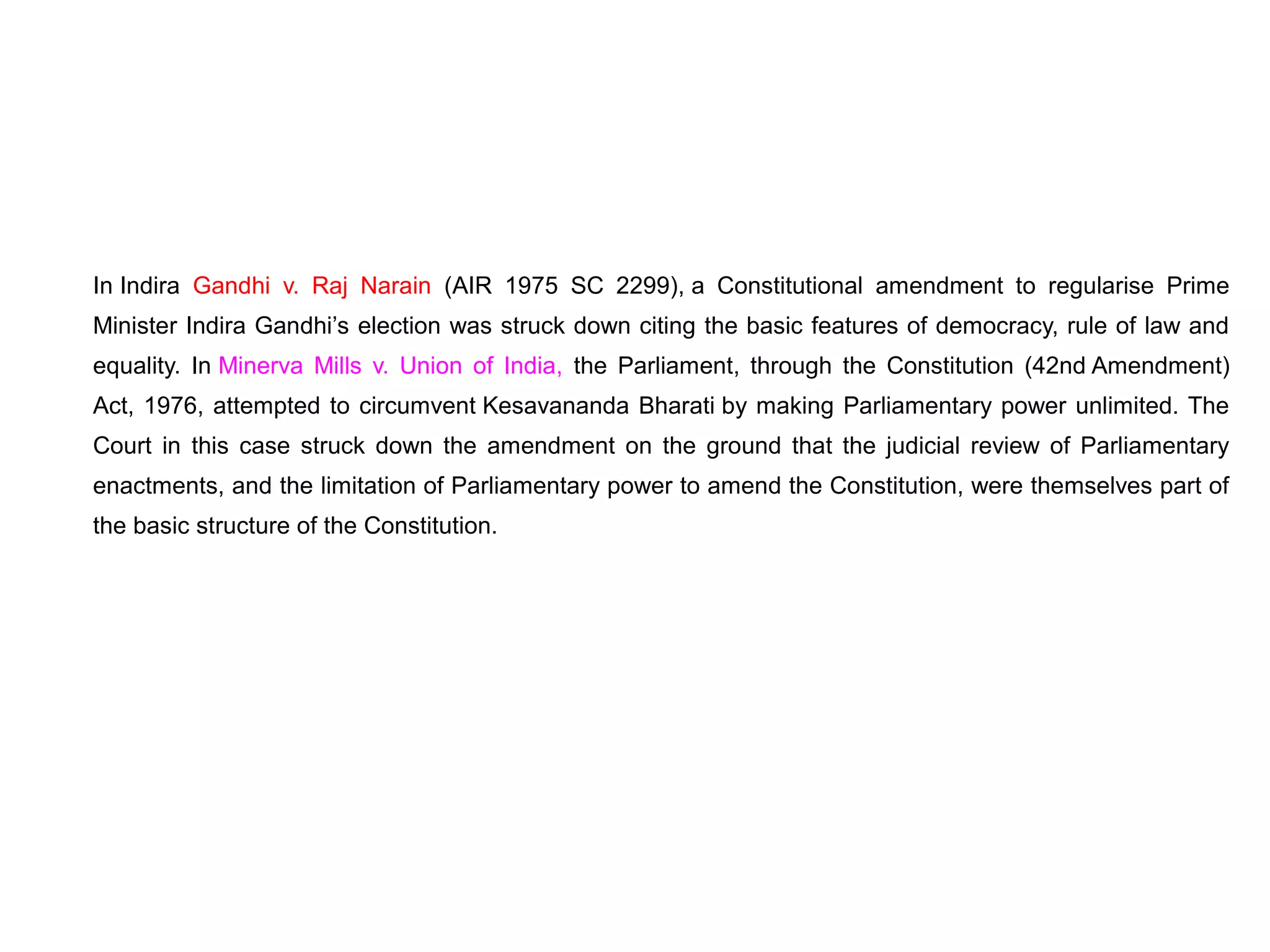 Factors leading to 42nd Constitution Amendment-Basic structure-legal ...
