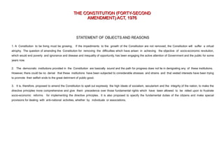 Factors leading to 42nd Constitution Amendment-Basic structure-legal ...