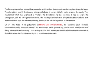 Factors leading to 42nd Constitution Amendment-Basic structure-legal ...