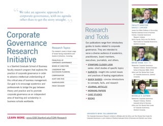 Brochure about Stanford Corporate Governance Research Initiative | PDF