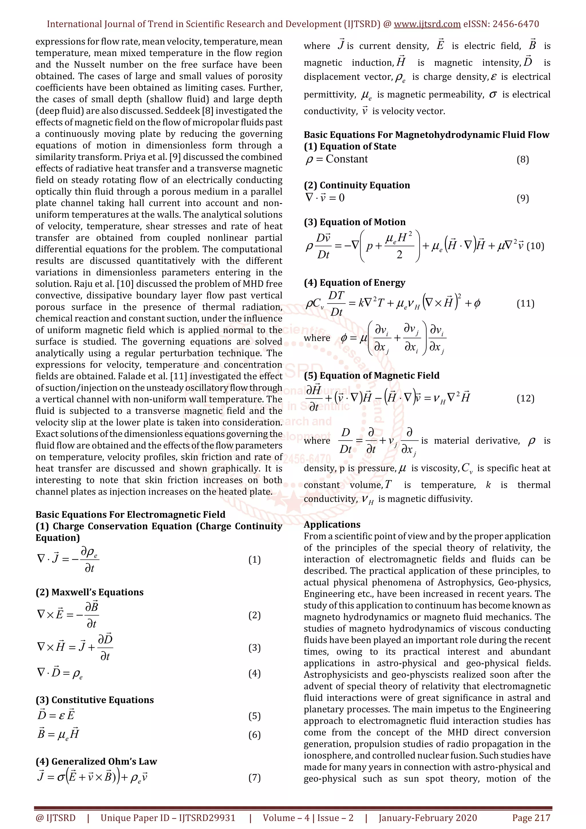 Study of Magnetohydrodynamic Fluid Flows and Their Applications | PDF ...
