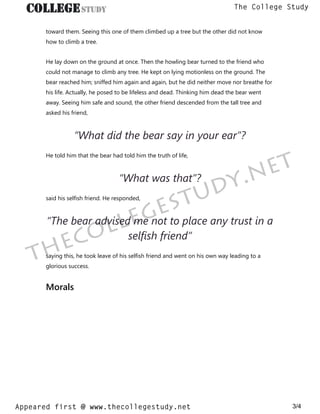 42 two friends and the bear moral story the college study | PDF | Large ...