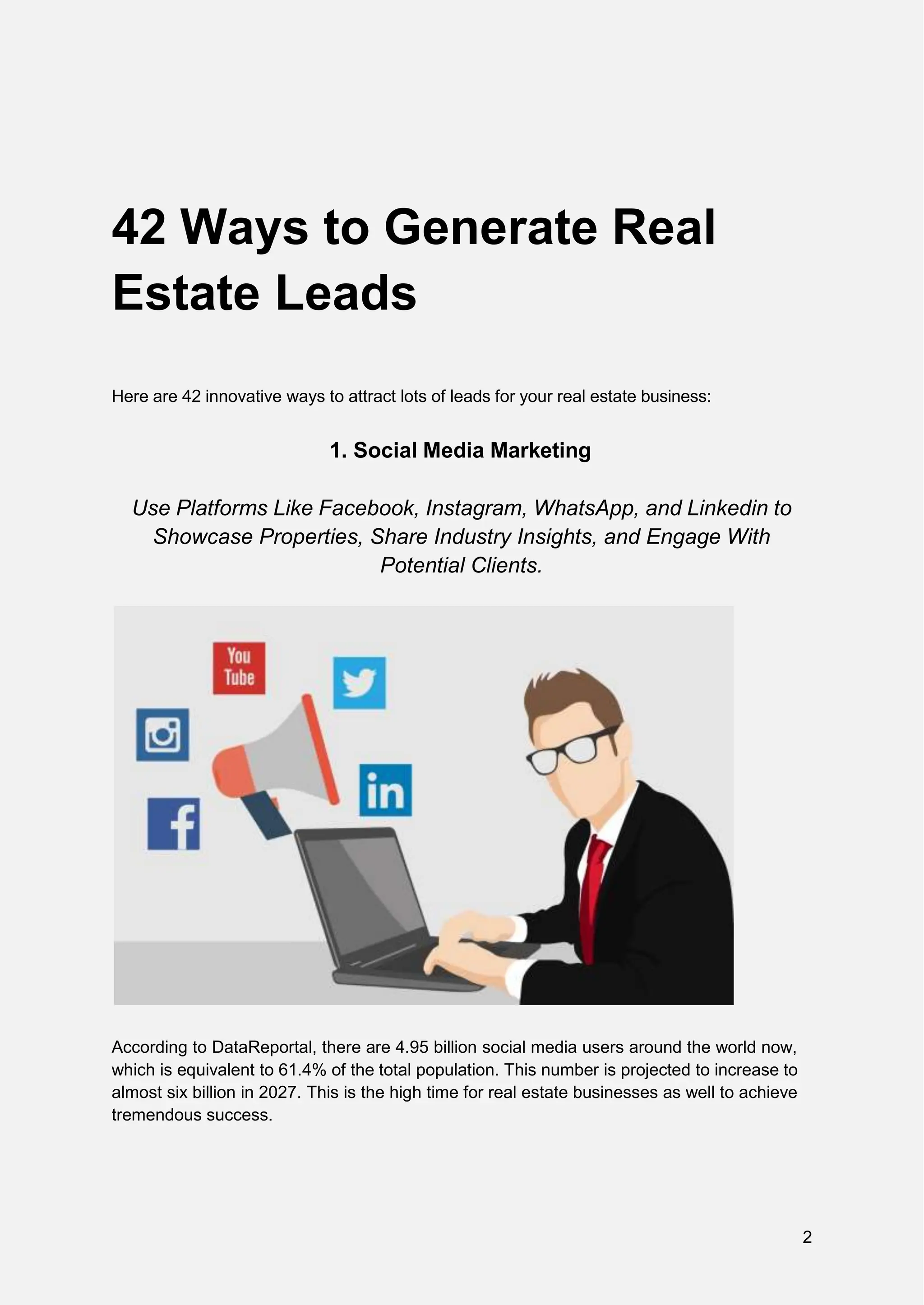 42 Ways to Generate Real Estate Leads online and offline | PDF