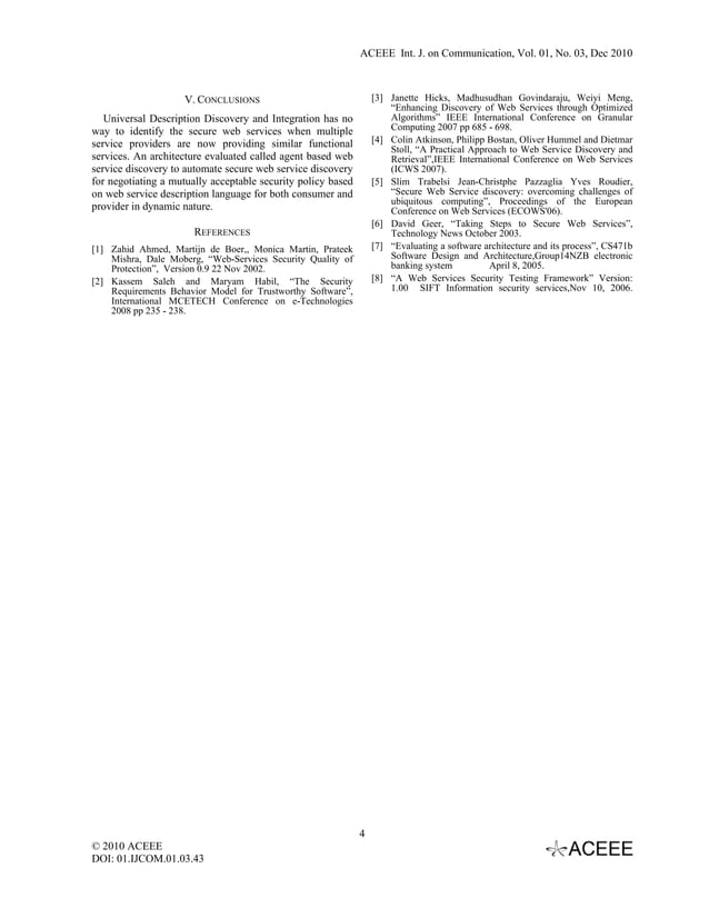 Secure Architecture Evaluation for Agent Based Web Service Discovery | PDF