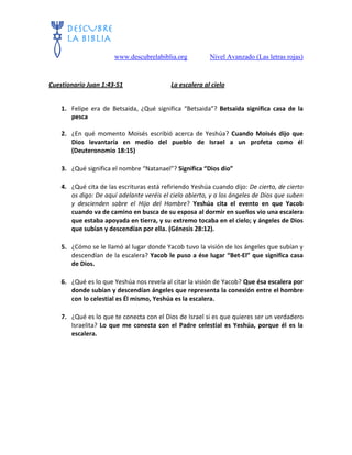 43. cuestionario de juan 1.43-51 la escalera al cielo | PDF