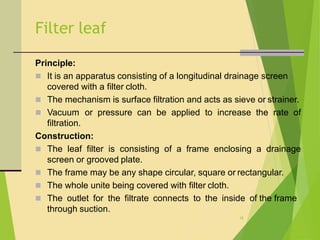 FILTRATION, THEORY OF FILTRATION, APPLICATION OF FILTRATION ...