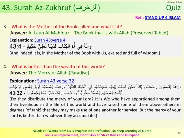 Al Quran (Chapter 43): Surah Az Zukhruf [Gold Ornaments] | PPT
