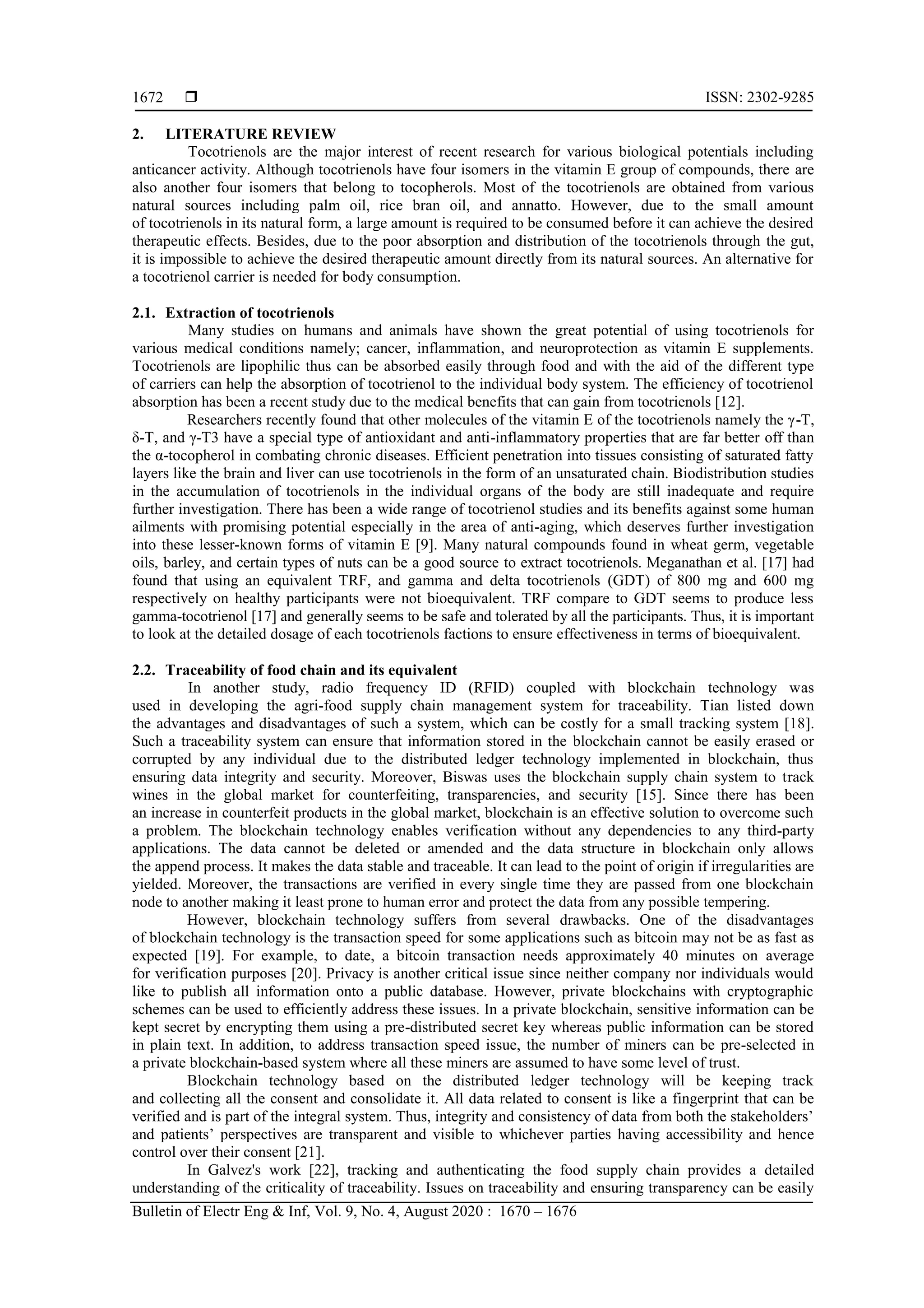 Effective tocotrienol dosage traceability system using blockchain technology | PDF