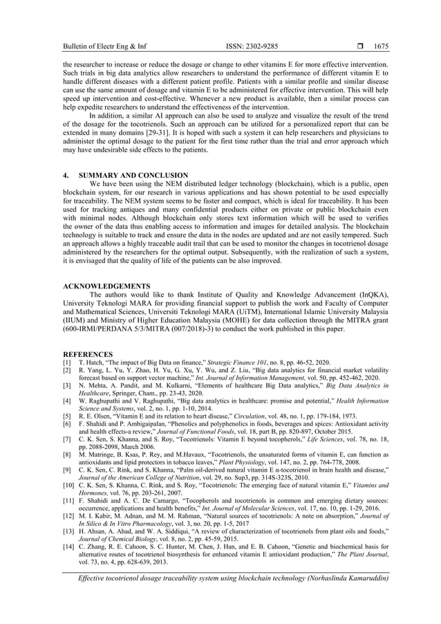 Effective tocotrienol dosage traceability system using blockchain technology | PDF