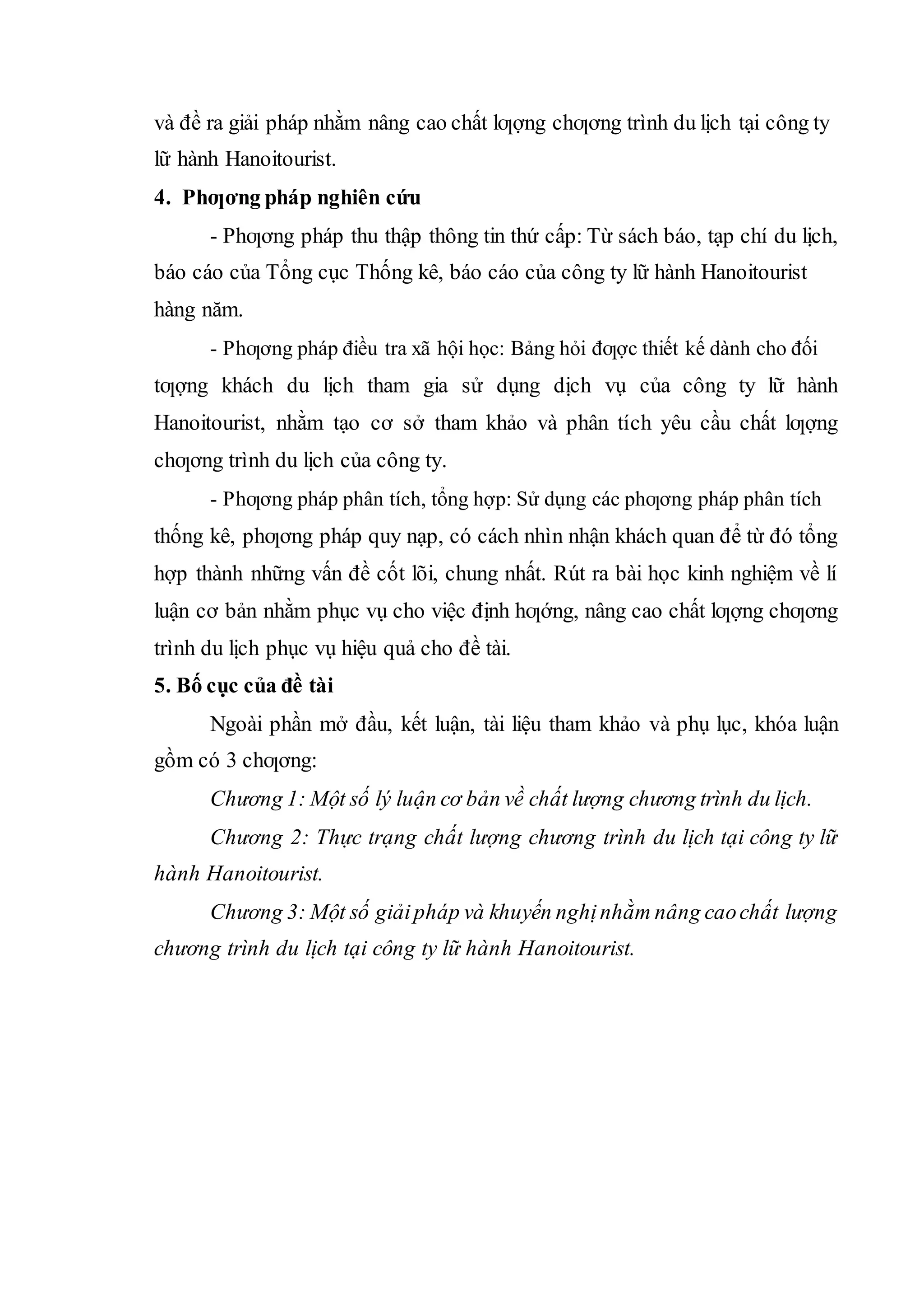 Khóa luận: Giải pháp nâng cao chất lượng chương trình du lịch tại công ty | DOC