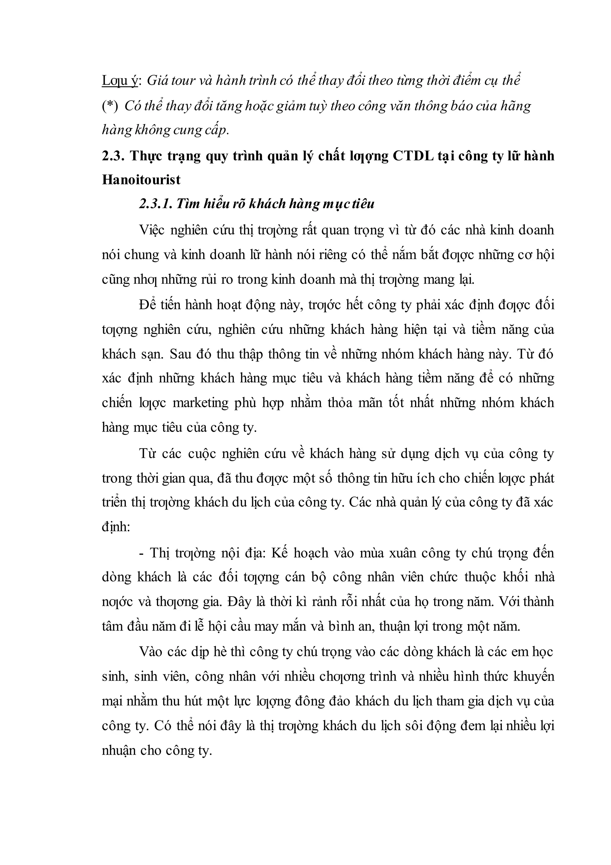 Khóa luận: Giải pháp nâng cao chất lượng chương trình du lịch tại công ty | DOC