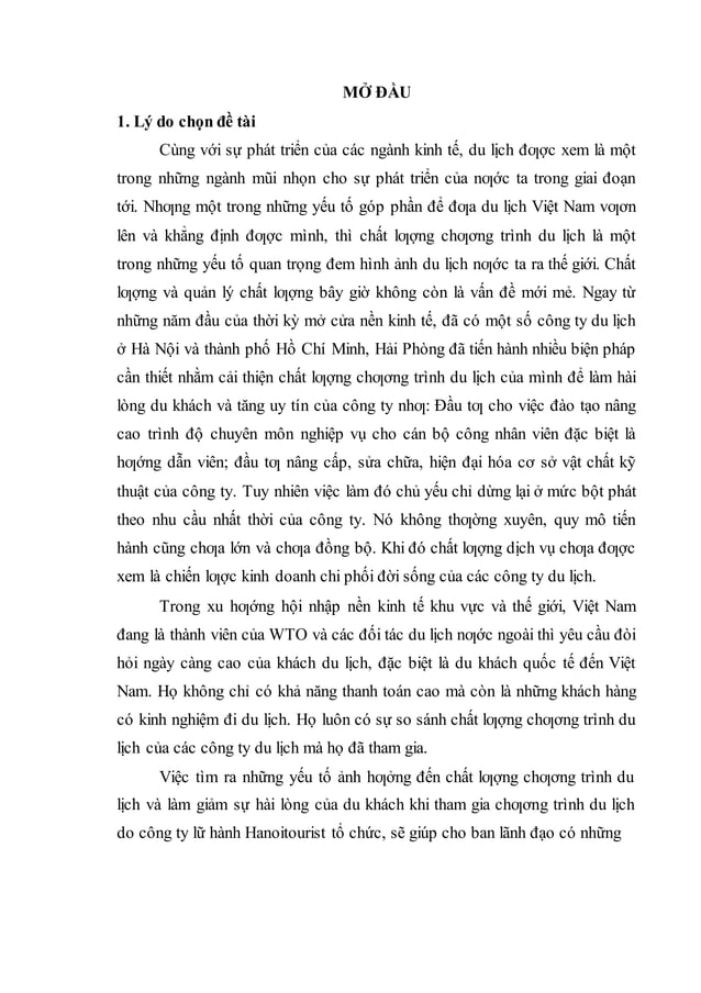 Khóa luận: Giải pháp nâng cao chất lượng chương trình du lịch tại công ty | DOC