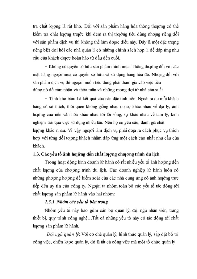Khóa luận: Giải pháp nâng cao chất lượng chương trình du lịch tại công ty | DOC