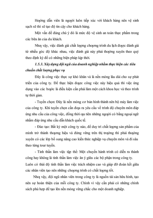 Khóa luận: Giải pháp nâng cao chất lượng chương trình du lịch tại công ty | DOC