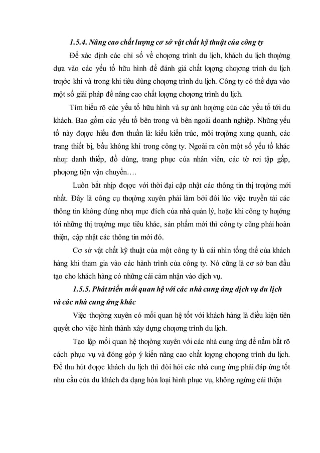 Khóa luận: Giải pháp nâng cao chất lượng chương trình du lịch tại công ty | DOC