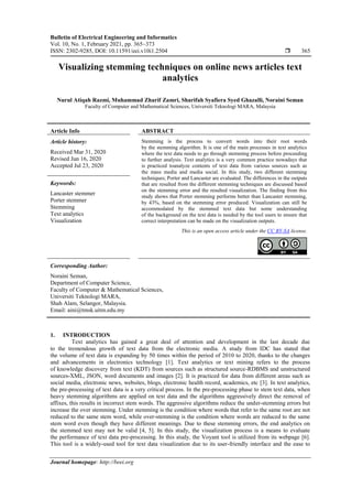Visualizing stemming techniques on online news articles text analytics | PDF