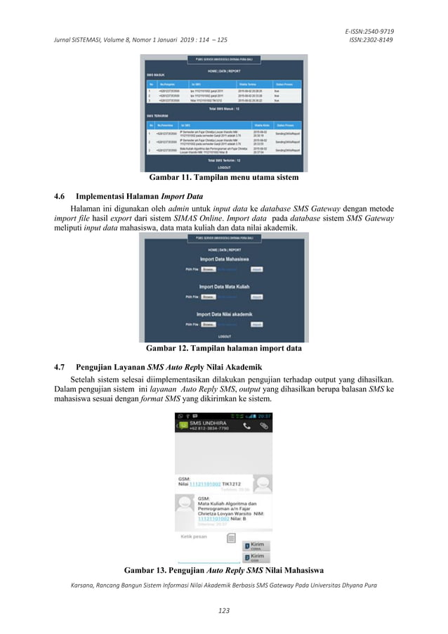 RANCANG BANGUN SISTEM INFORMASI NILAI AKADEMIK BERBASIS SMS GATEWAY PADA UNIVERSITAS DHYANA PURA ...