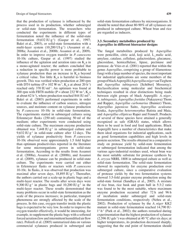 Bioreactor design and implementation strategies for the cultivation of filamentous fungi and the ...