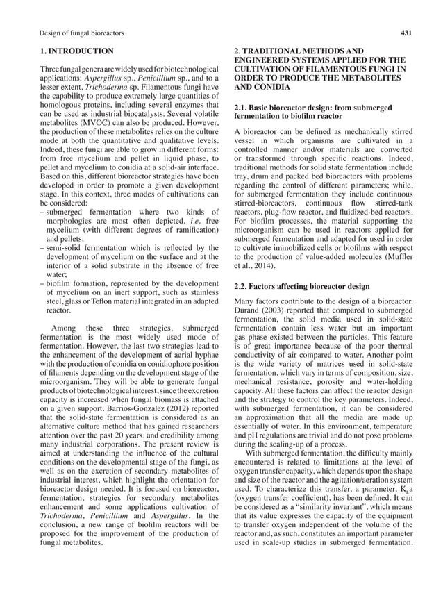 Bioreactor design and implementation strategies for the cultivation of filamentous fungi and the ...