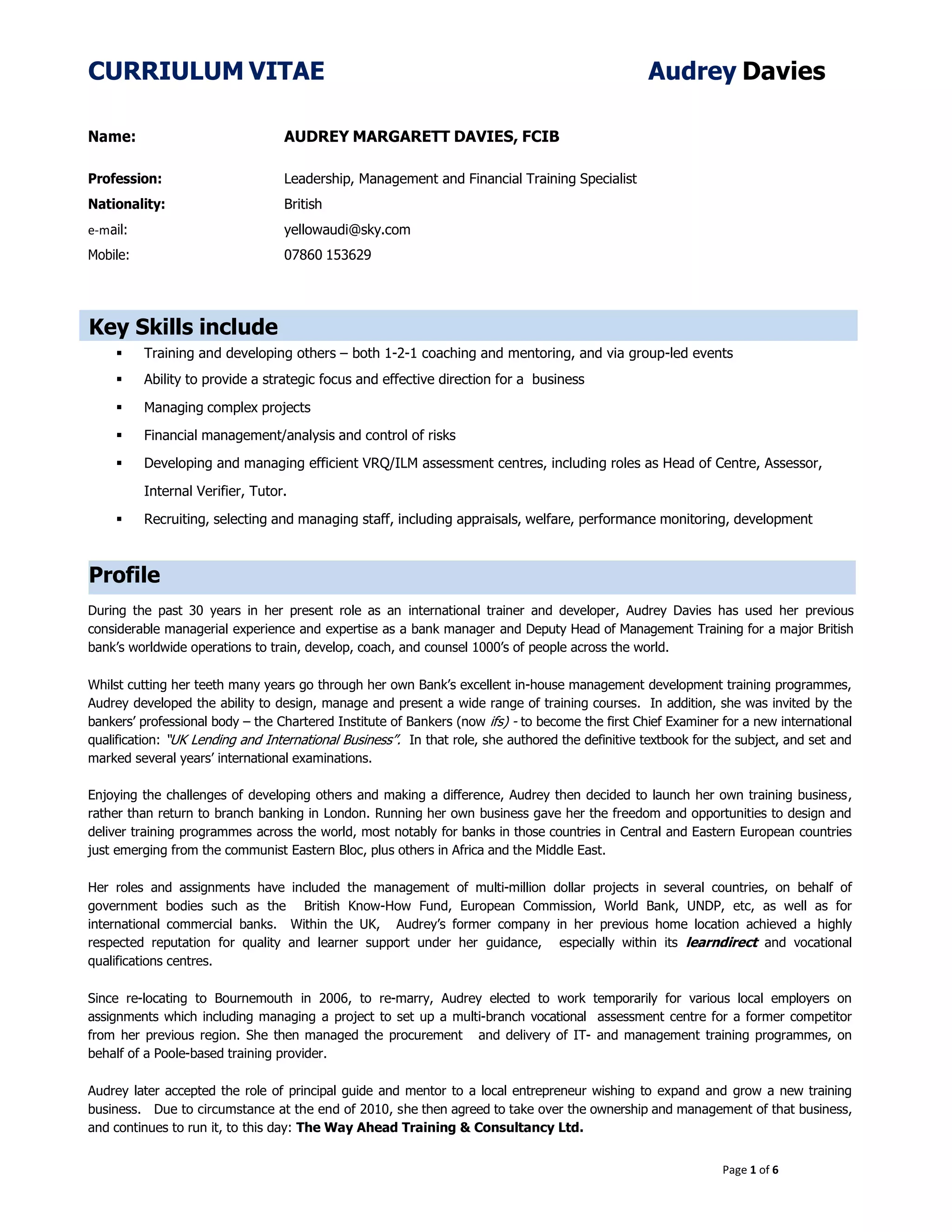 CV - Audrey Davies. 2015 | PDF