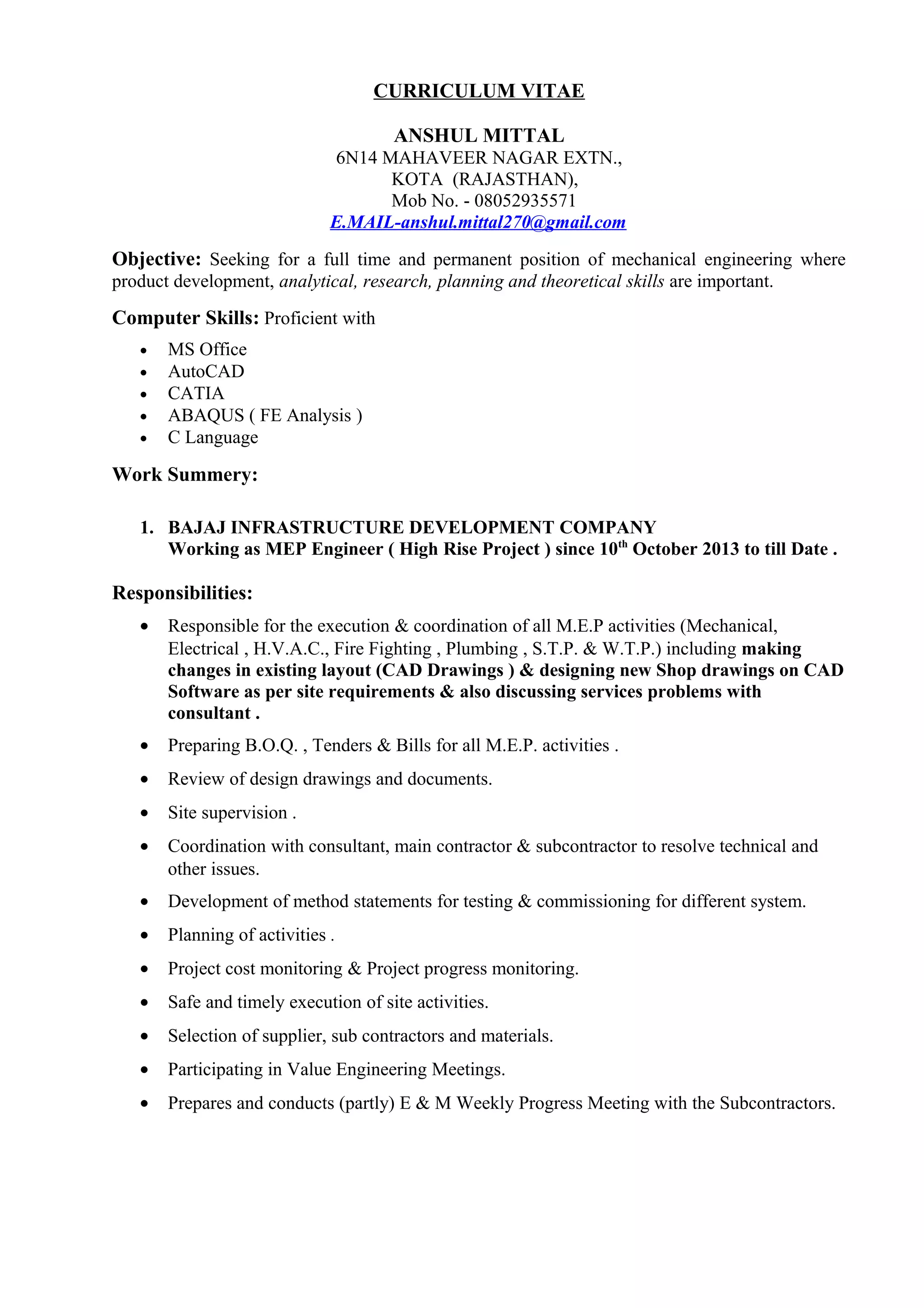 Resume - Anshul Mittal | DOC