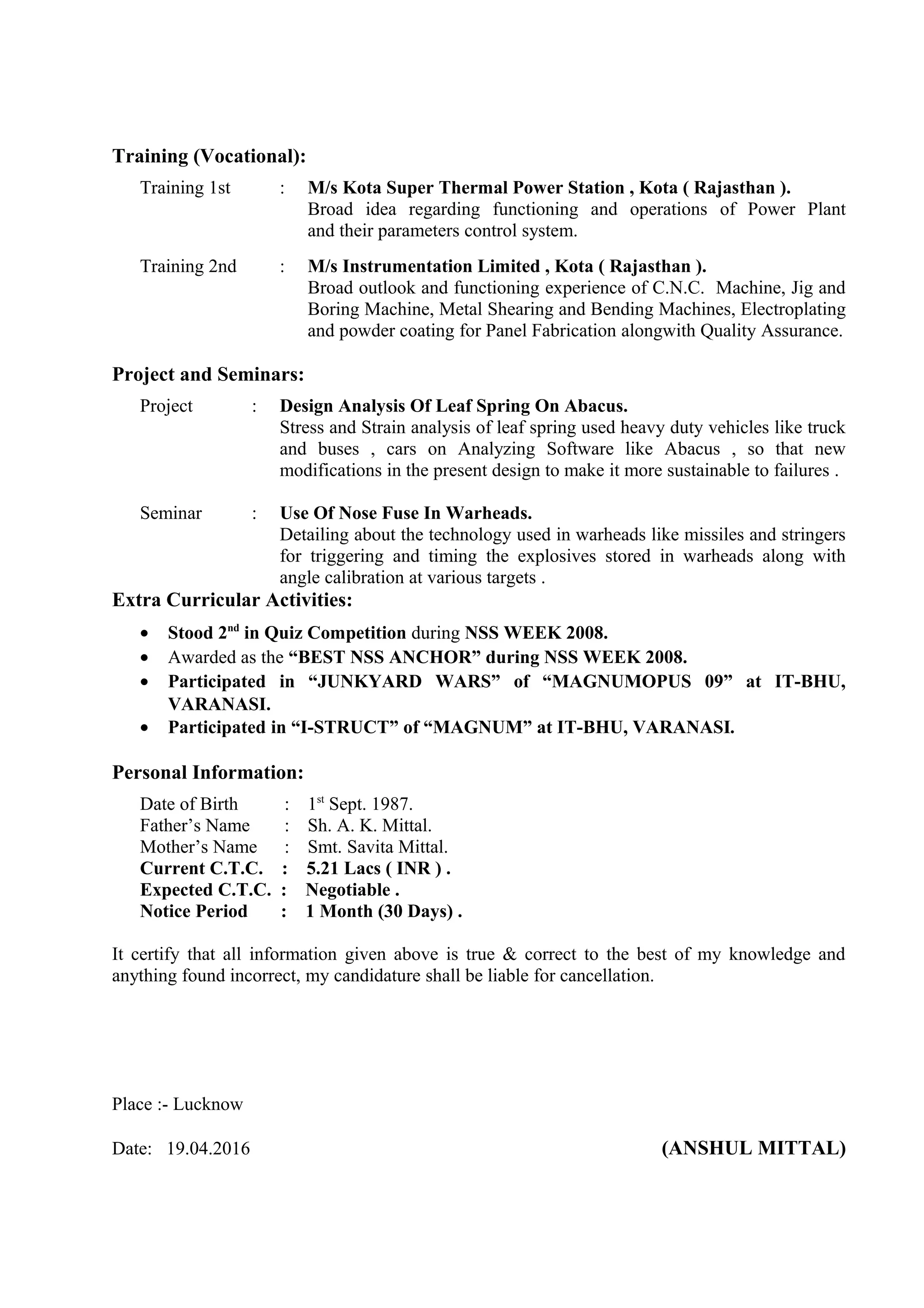 Resume - Anshul Mittal | DOC