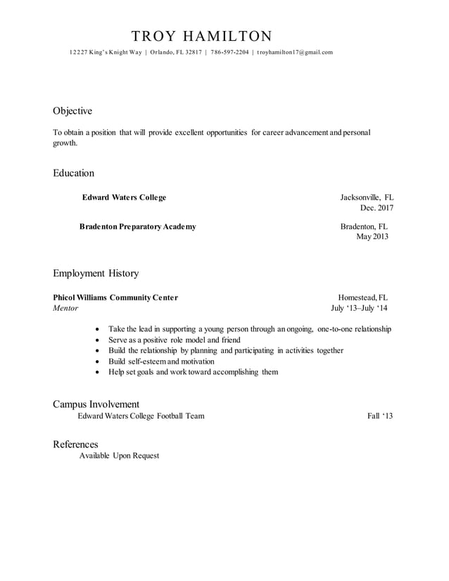 Troy Hamilton Resume | PDF