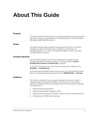 Conext SmartBox-BA Owners Guide (975-0752-01-01_Rev-C)_ENG | PDF