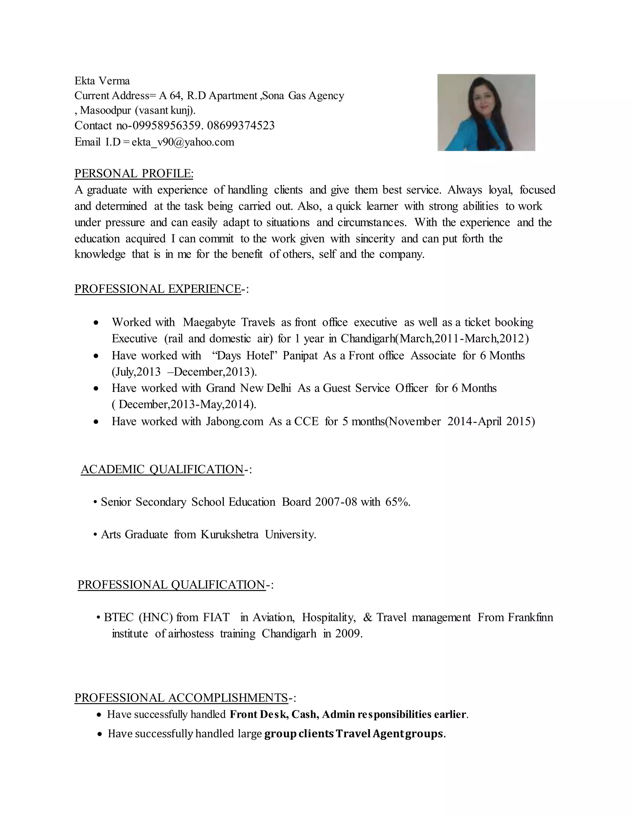 Ekta Verma .. new cv | PDF