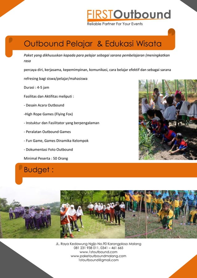 PROFILE FIRST OUTBOUND TRAINING, PROGRAM DAN SERVICE , OUTBOUND , GATHERING | PDF