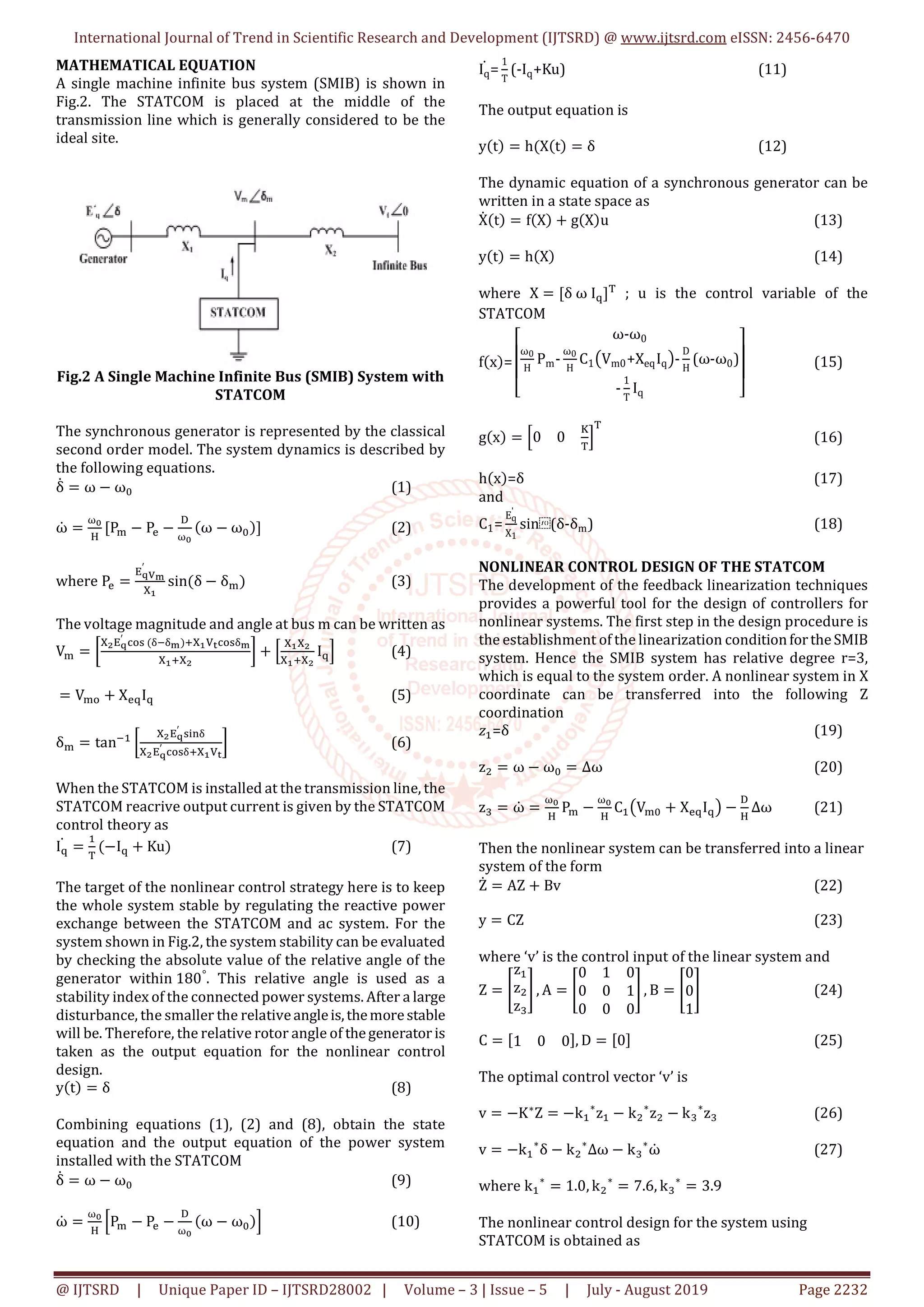 Nonlinear Control Of Static Synchronous Compensator Statcom For Transmission System Pdf
