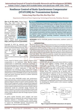 Nonlinear Control of Static Synchronous Compensator STATCOM for Transmission System | PDF