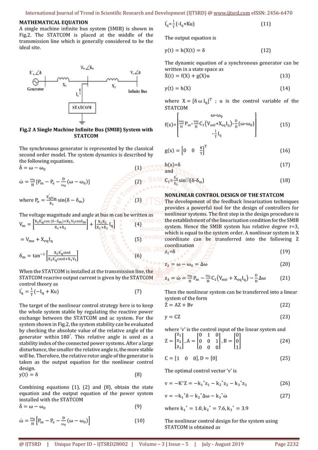 Nonlinear Control Of Static Synchronous Compensator Statcom For