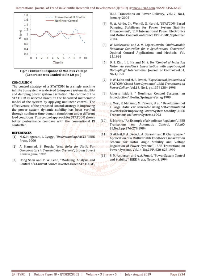 Nonlinear Control Of Static Synchronous Compensator Statcom For Transmission System Pdf