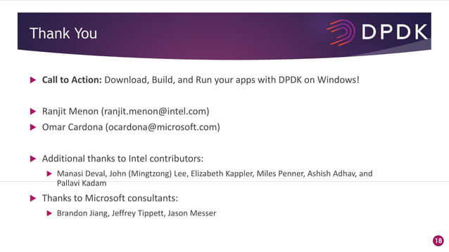 Making Networking Apps Scream on Windows with DPDK | PPT