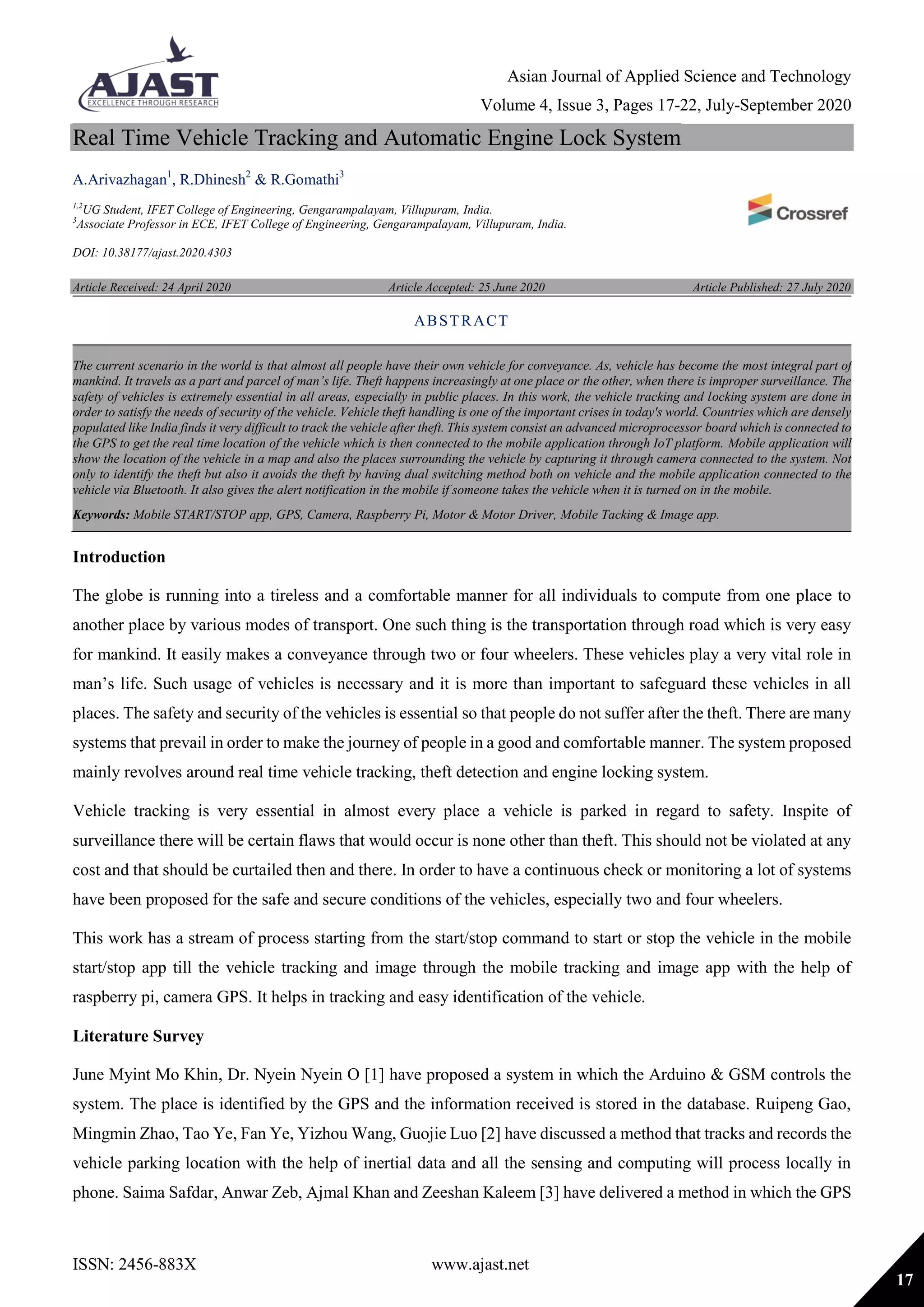 Real Time Vehicle Tracking and Automatic Engine Lock System | PDF