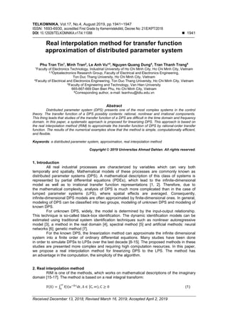 Real interpolation method for transfer function approximation of ...