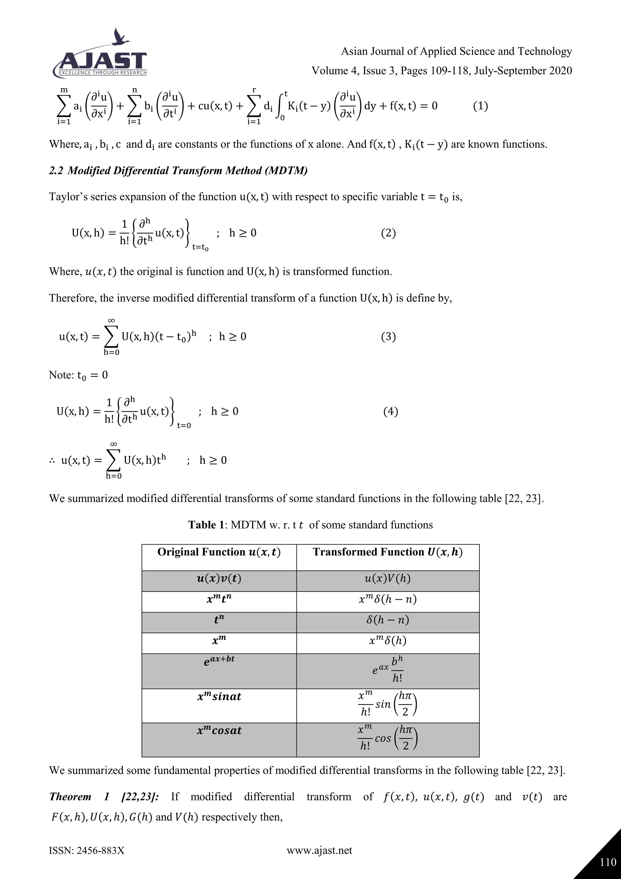 Solving Partial Integro Differential Equations Using Modified Differential Transform Method Pdf