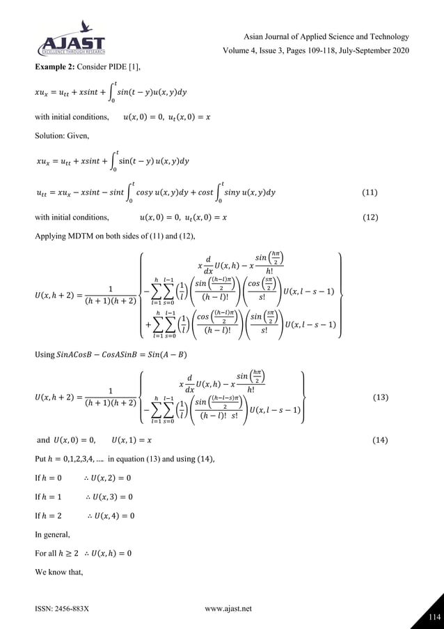Solving Partial Integro Differential Equations Using Modified Differential Transform Method Pdf