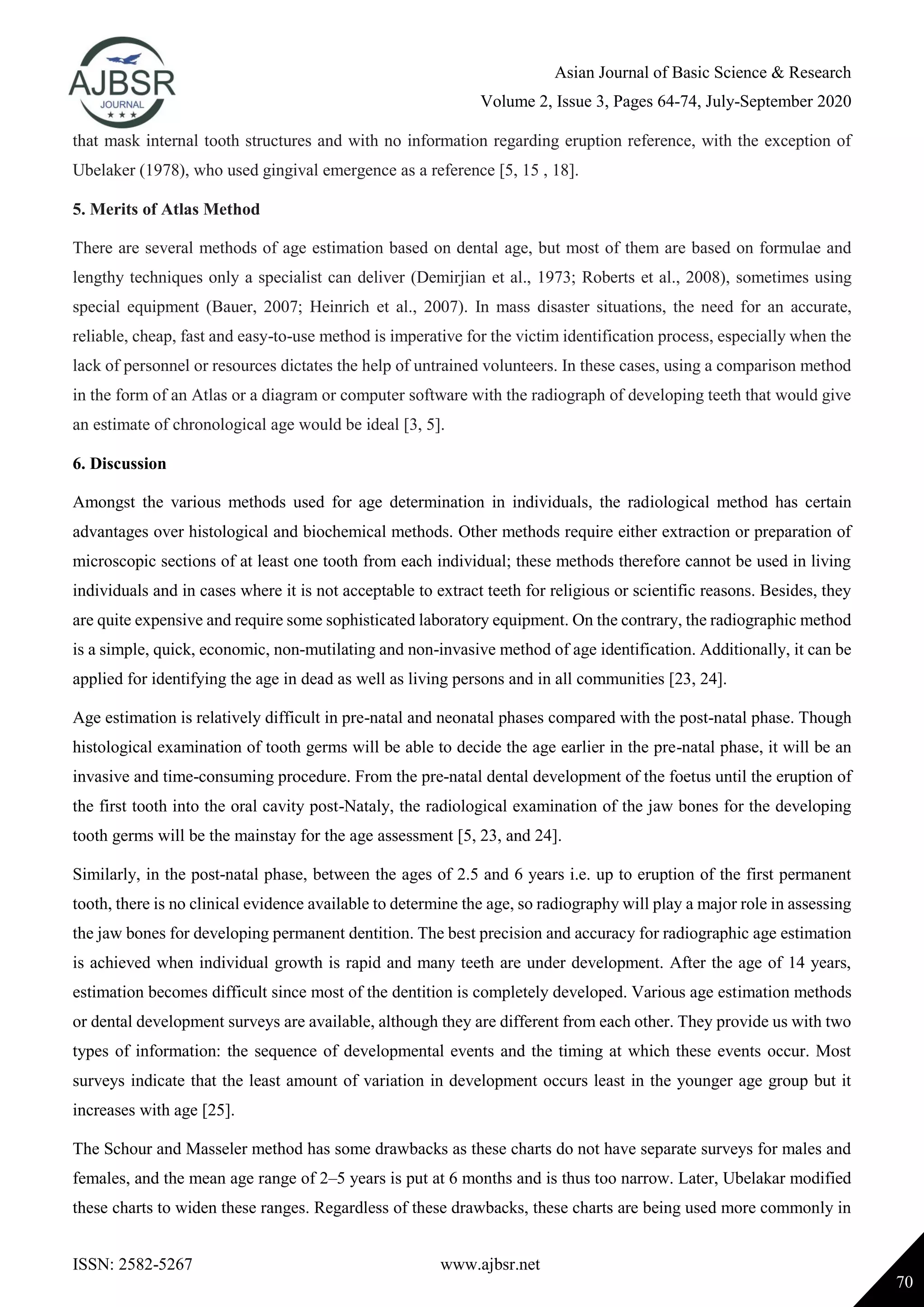 Different Dental Aging Charts or Atlas Methods Used for Age Estimation ...