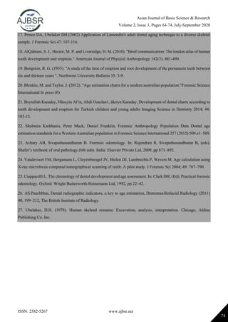 Different Dental Aging Charts or Atlas Methods Used for Age Estimation ...