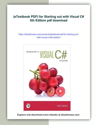 (eTextbook PDF) for Starting out with Visual C# 5th Edition | PDF