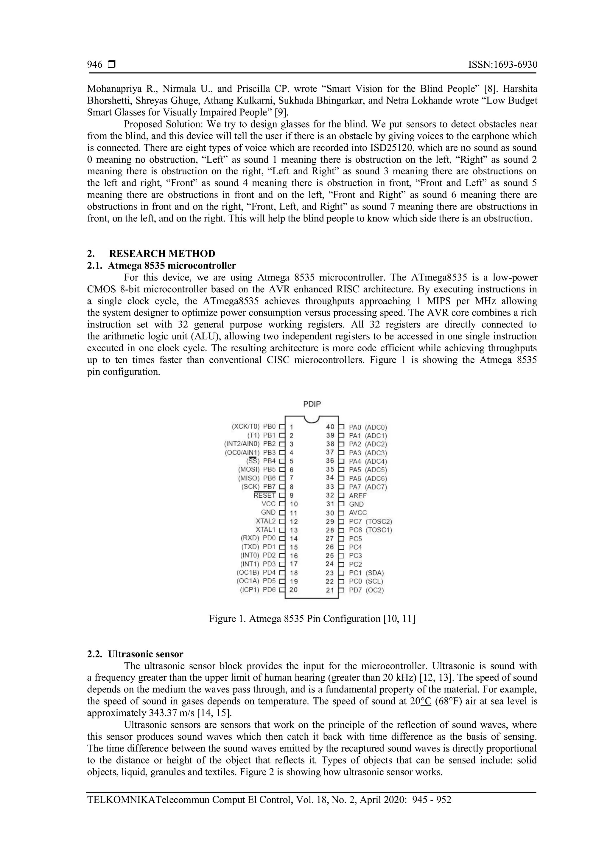 Glasses for the blind using ping ultrasonic, ATMEGA8535 and ISD25120 | PDF