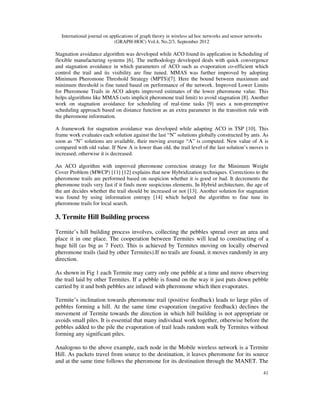 Ant Colony Optimization Based Modified Termite Algorithm (MTA) with Efficient Stagnation ...