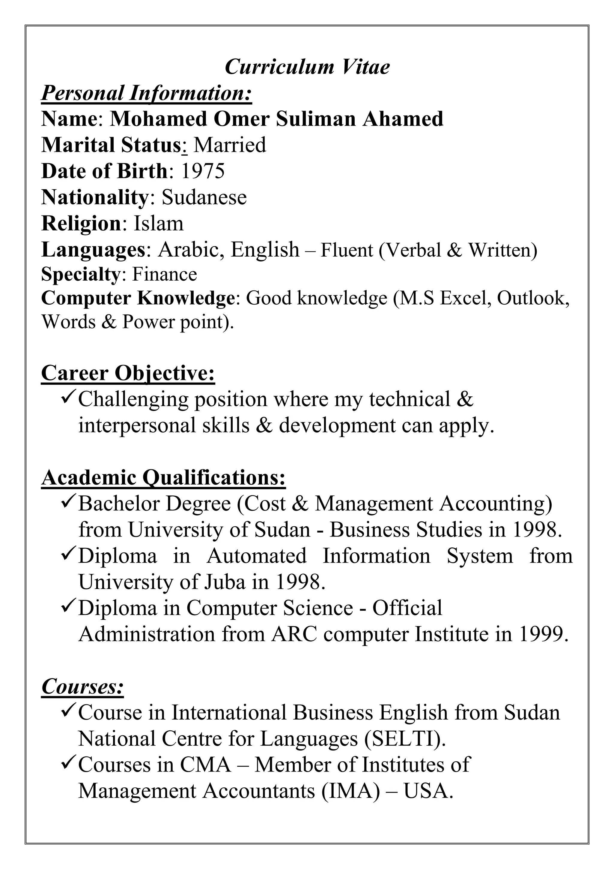 Moh Omer CV | PDF